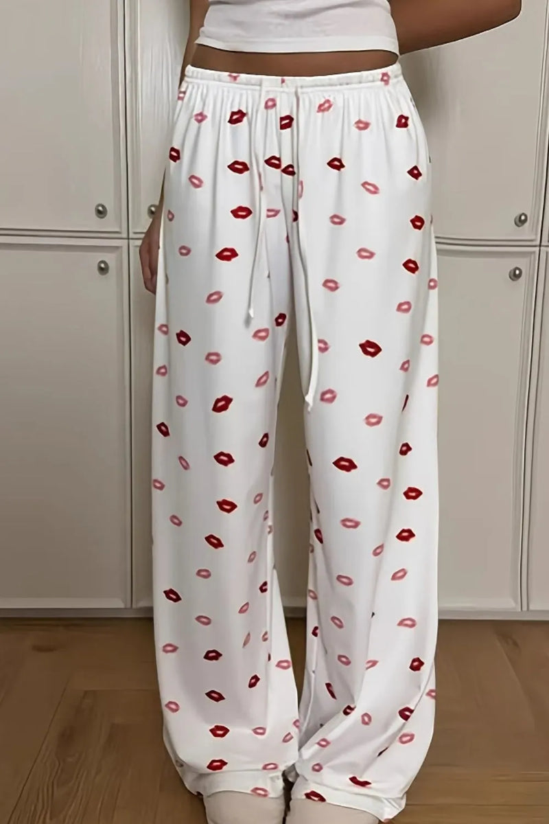 Lips Print Wide Leg Pants – Charming Charlie