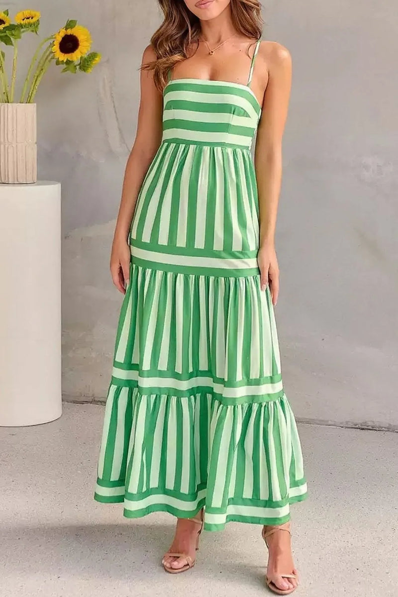Striped Tiered Maxi Cami Dress – Charming Charlie