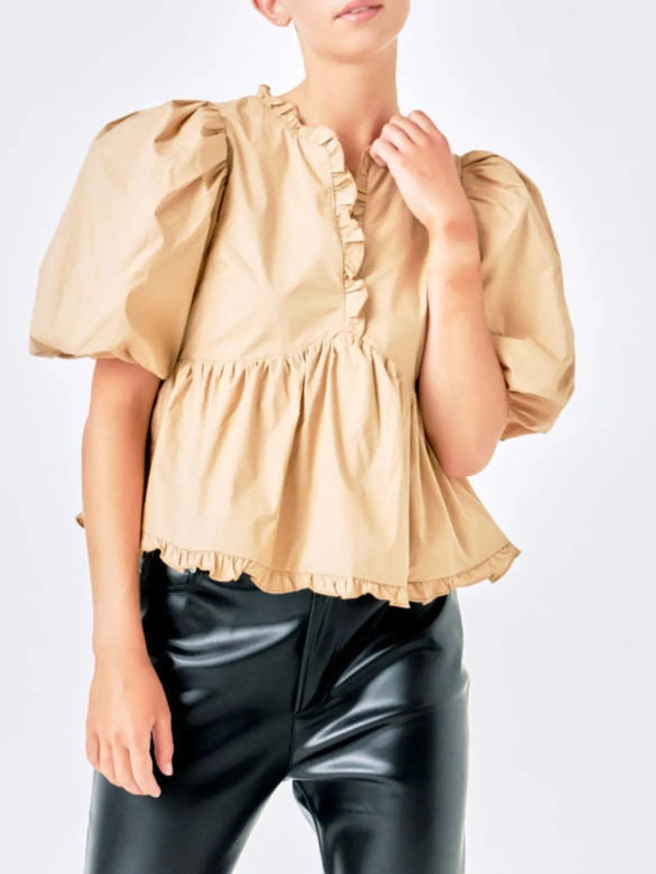 Puff Sleeve Peplum Blouse – Charming Charlie