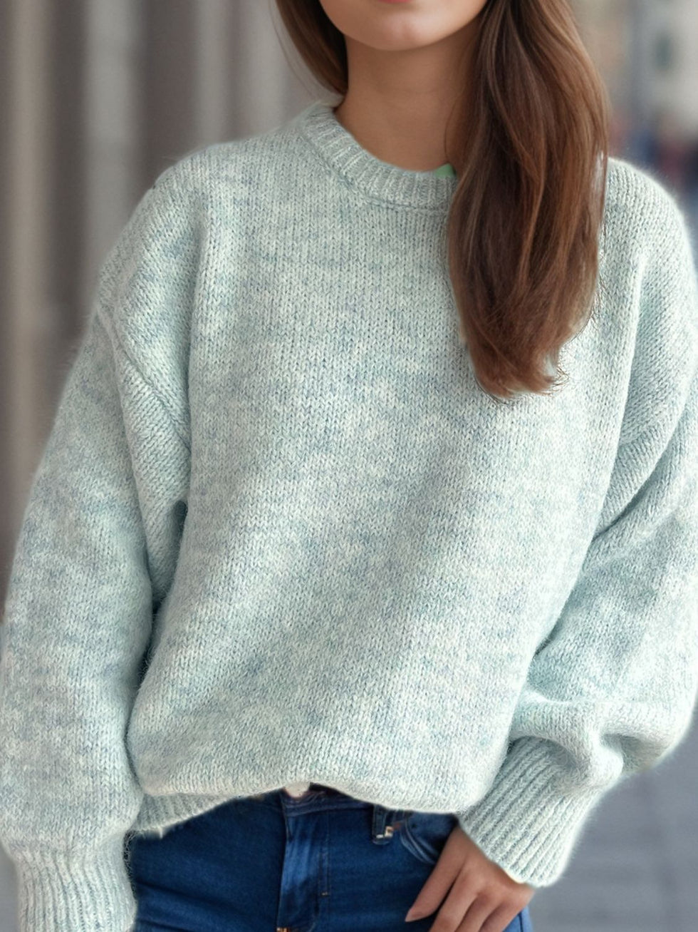 Round Neck Long Sleeve Sweater – Charming Charlie