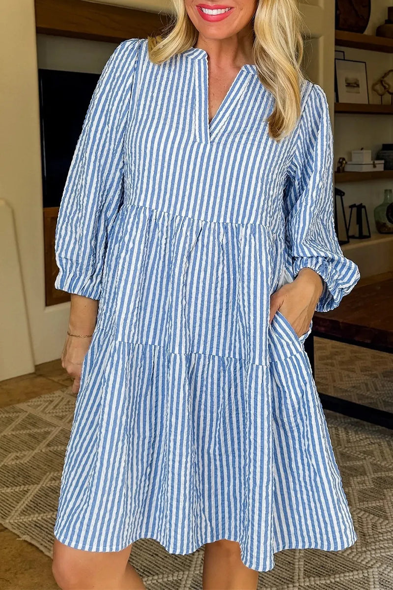 Stripe Tiered Shift Dress with Pockets – Charming Charlie
