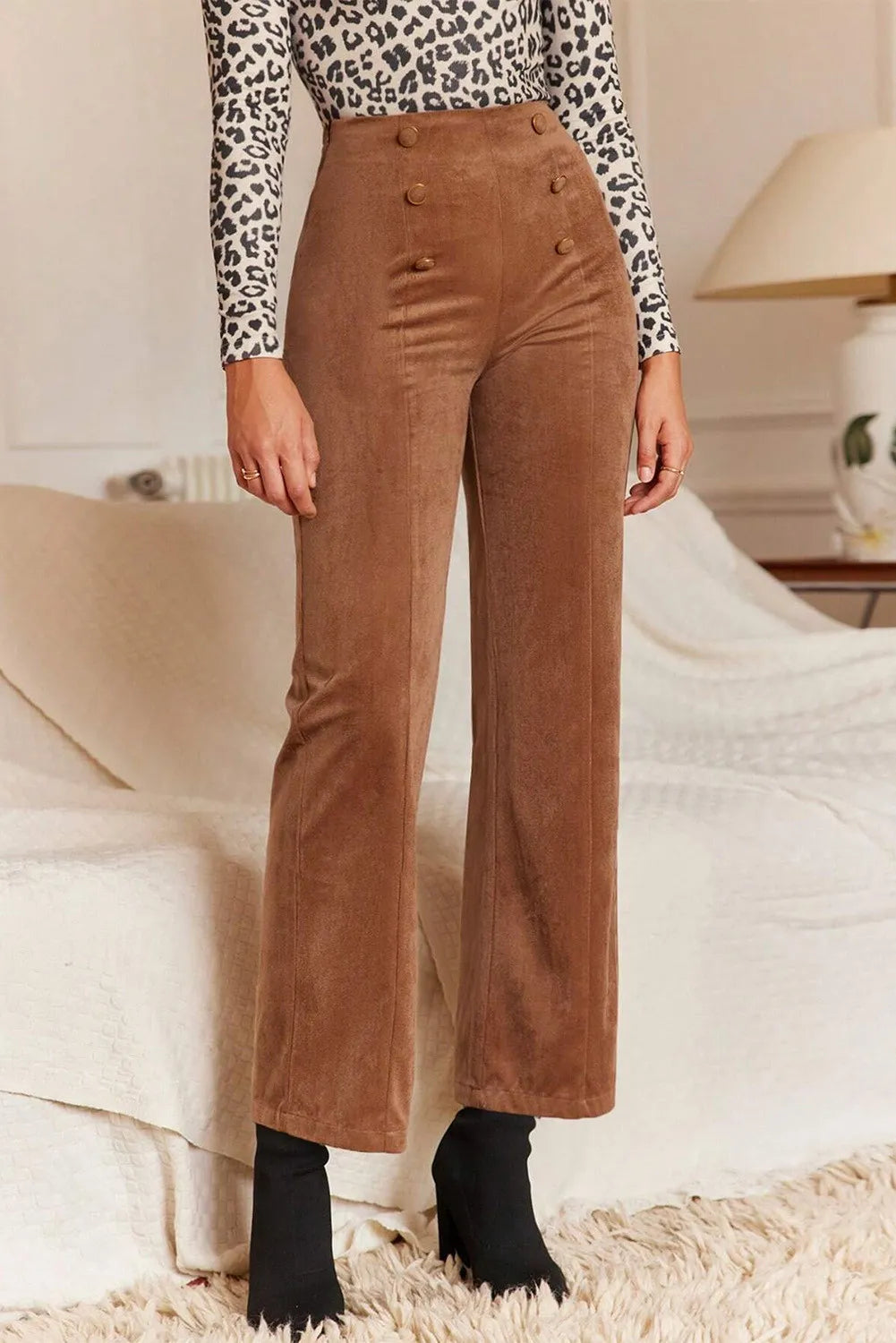 Decorative Button Straight Leg Pants – Charming Charlie