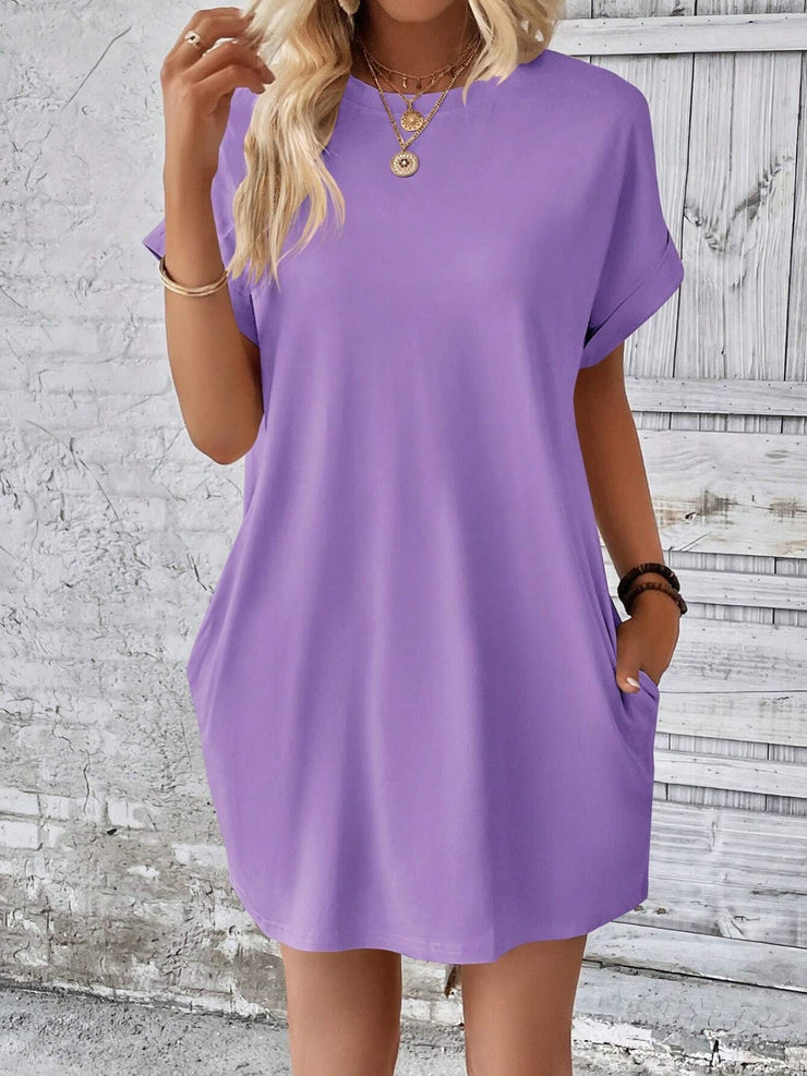 Round Neck Short Sleeve Mini Dress – Charming Charlie