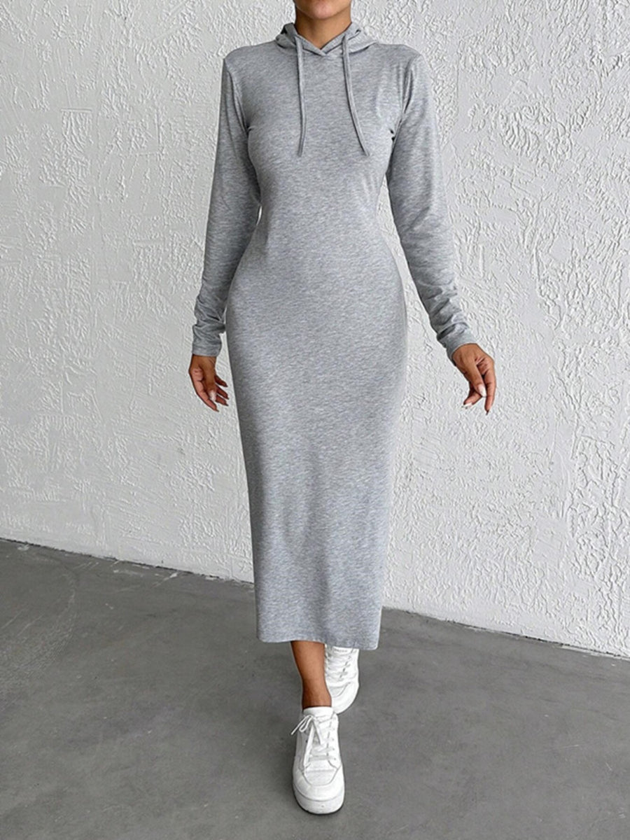Drawstring Long Sleeve Hooded Midi Dress – Charming Charlie