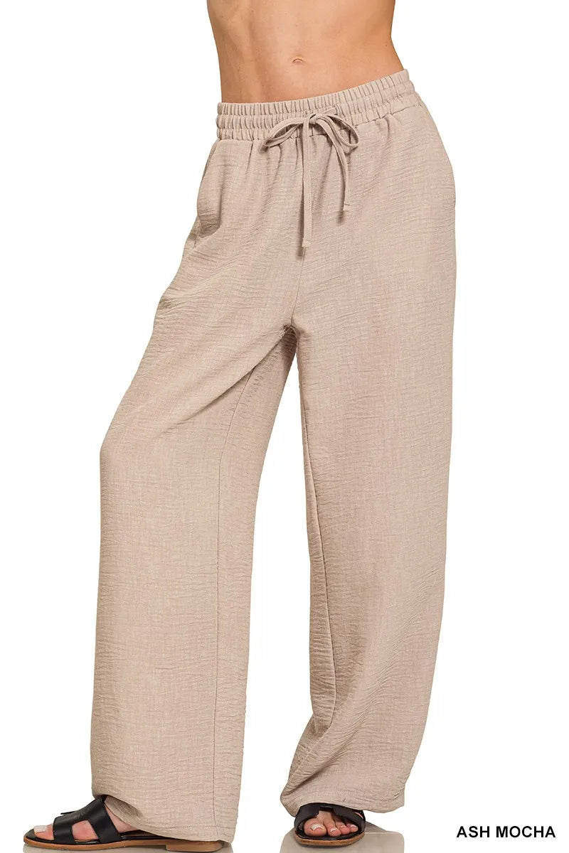 Zenana Woven Crepe Elastic Band Pants – Charming Charlie