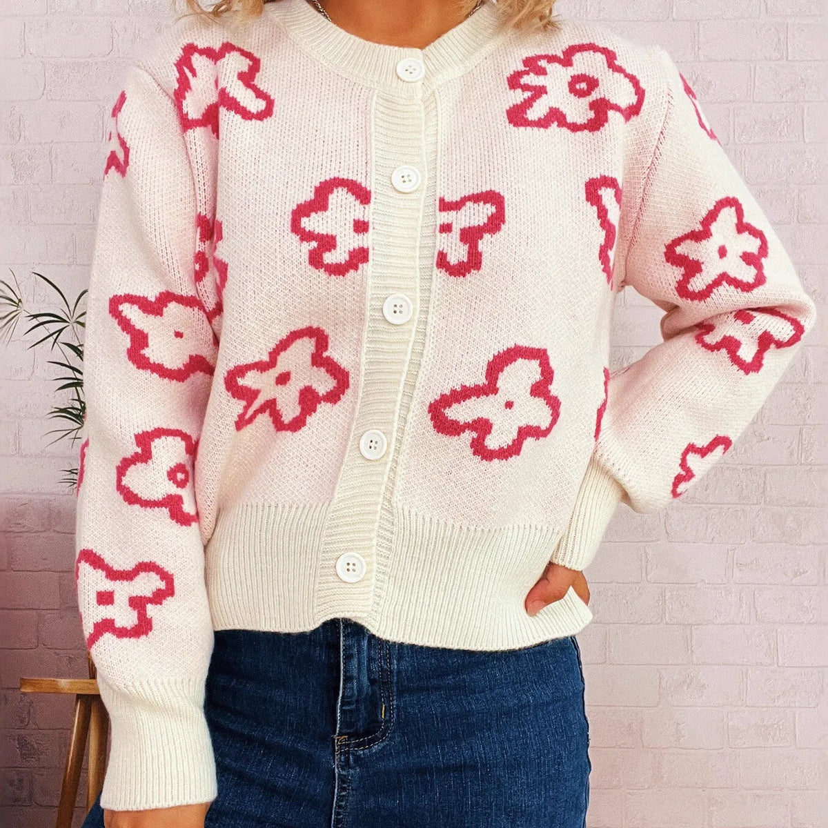Floral Pattern Button-Up Cardigan – Charming Charlie