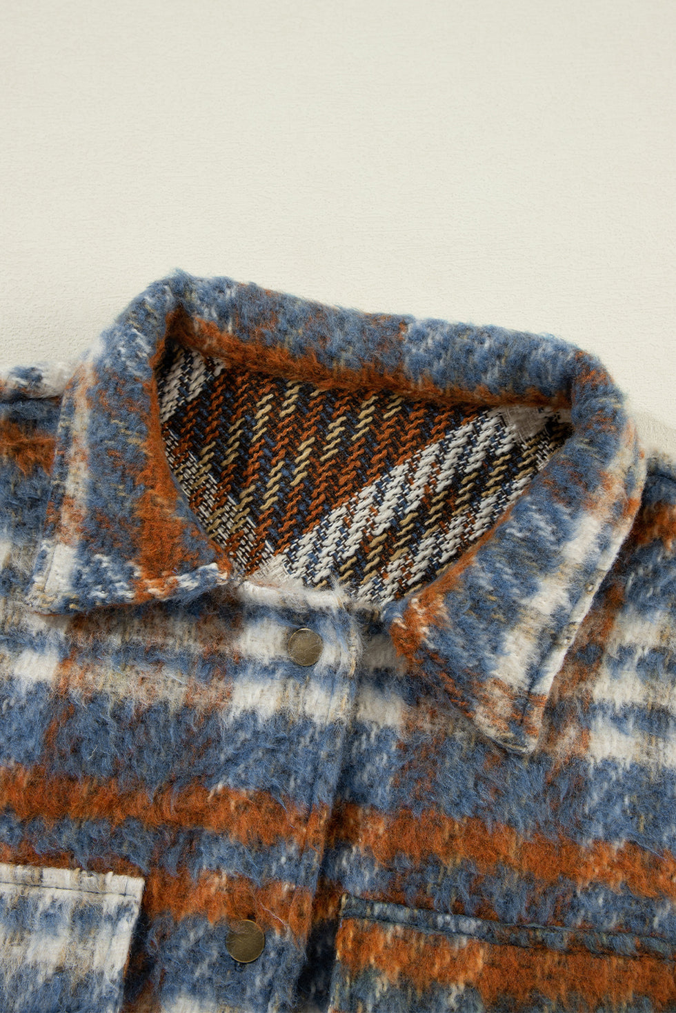 Plaid Collared Neck Jacket with Chest Pockets – Charming Charlie