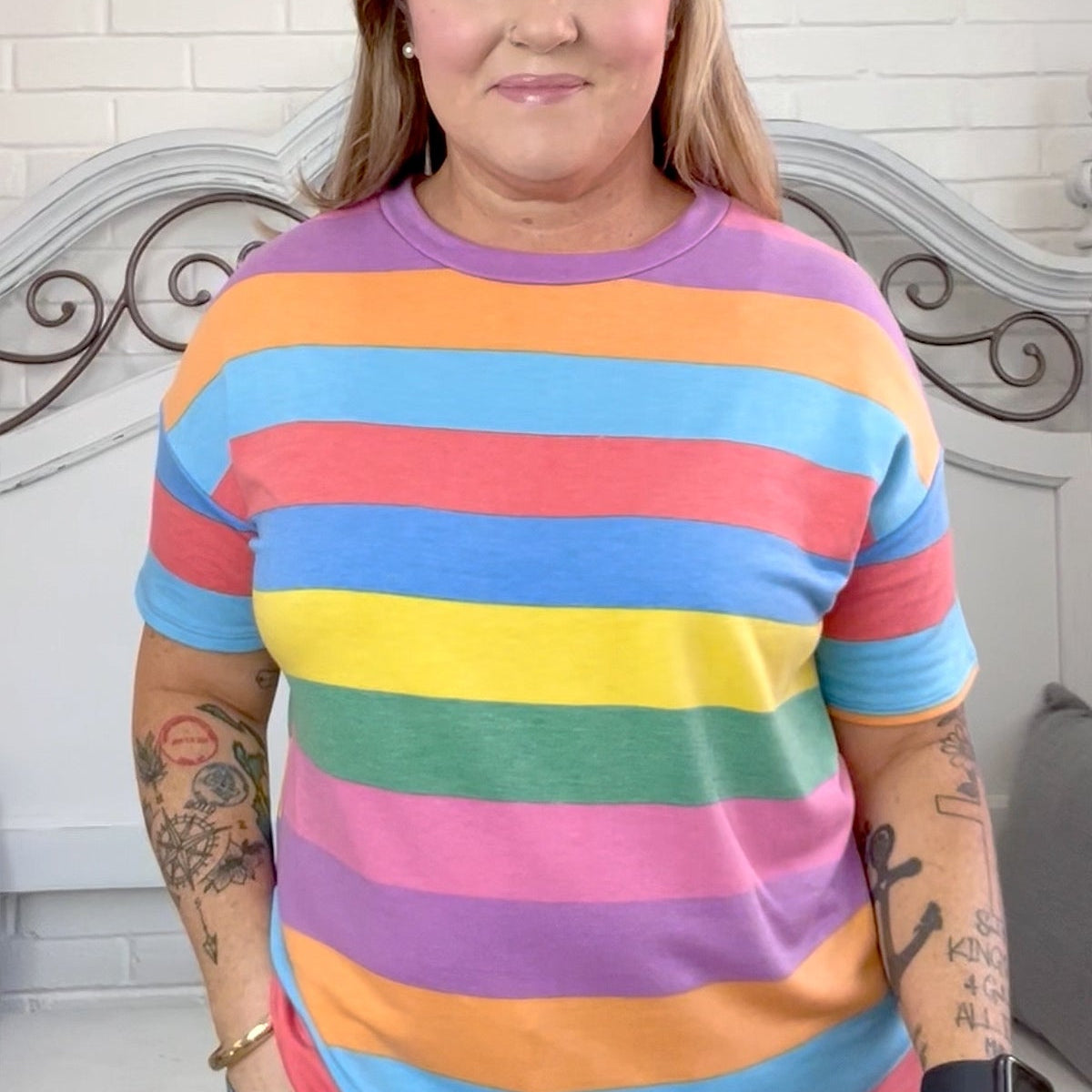 Step Into Spring Multicolor Stripe Terry Top – Charming Charlie