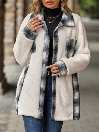 Plaid Contrast Dropped Shoulder Coat – Charming Charlie