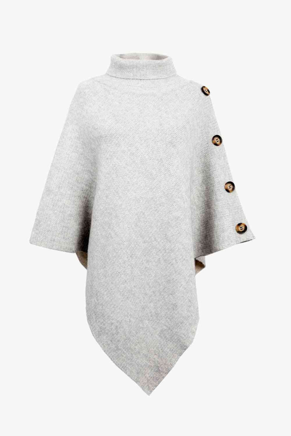 Turtleneck Buttoned Poncho – Charming Charlie