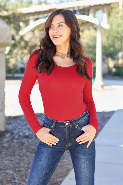 Basic Bae Full Size Round Neck Long Sleeve Bodysuit – Charming Charlie