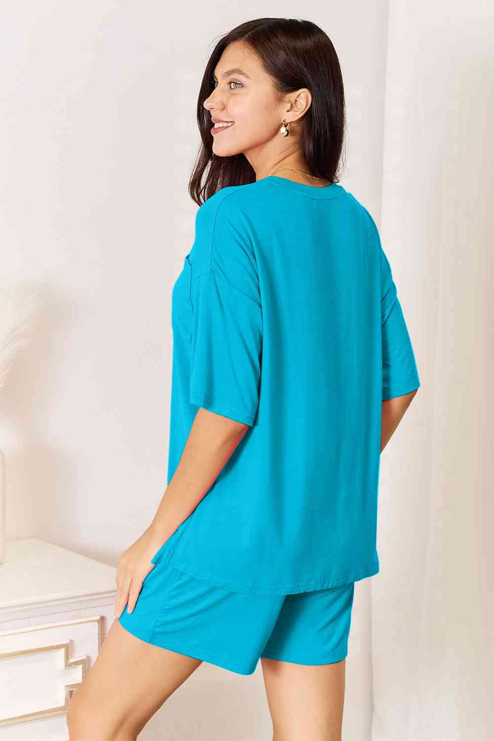 Basic Bae Full Size Soft Rayon Half Sleeve Top and Shorts Set ...