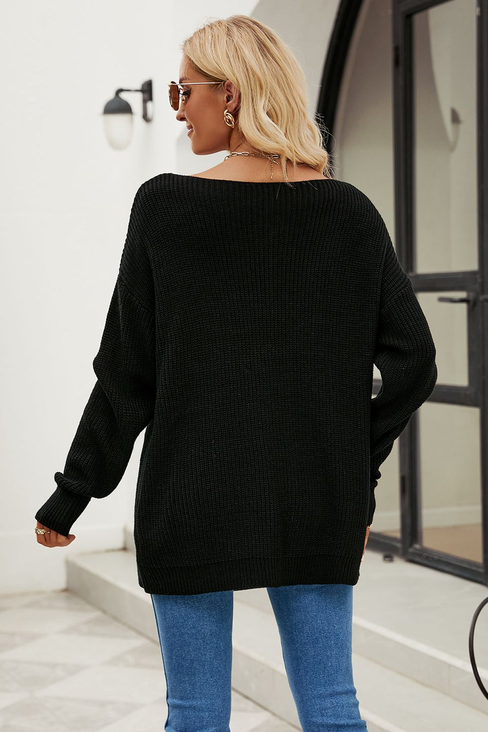 Boat Neck Dropped Shoulder Knit Top – Charming Charlie