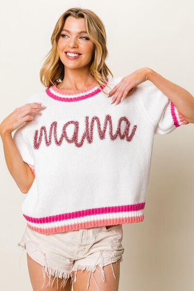 BiBi MAMA Contrast Trim Short Sleeve Sweater – Charming Charlie
