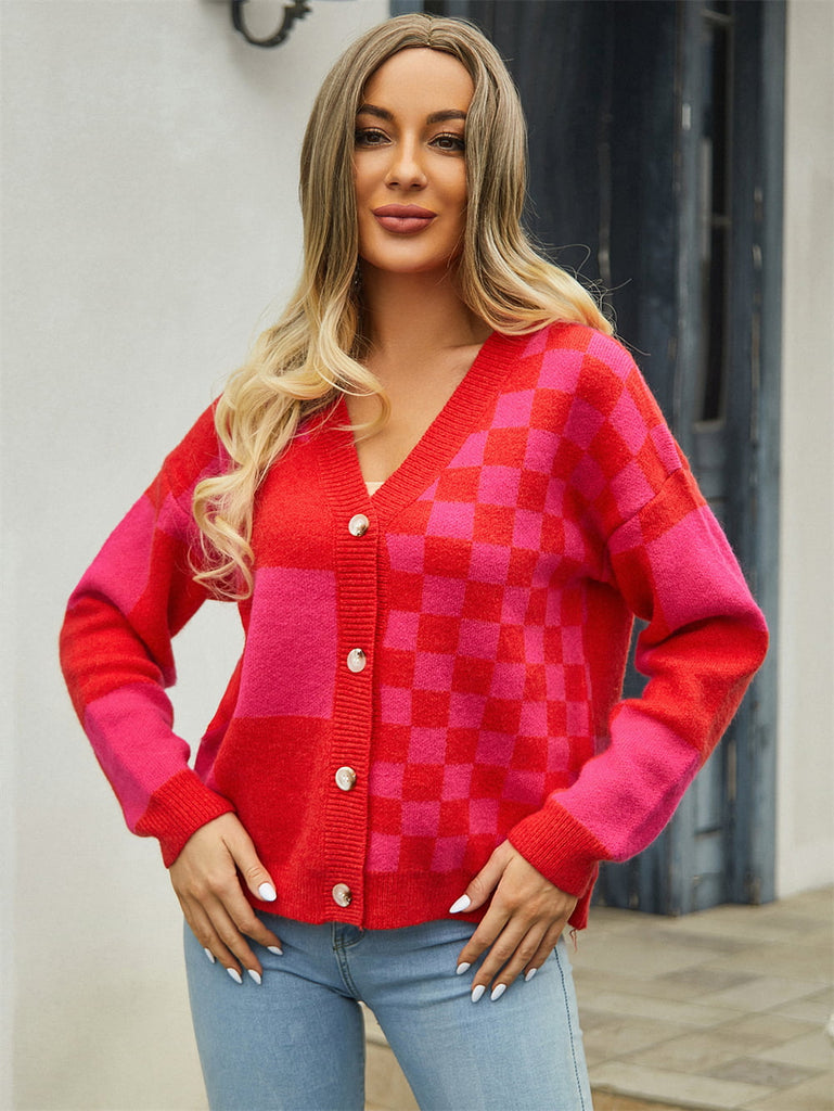 Plaid V-Neck Dropped Shoulder Cardigan – Charming Charlie