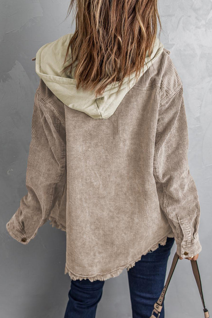 Snap Front Hooded Corduroy Shacket – Charming Charlie