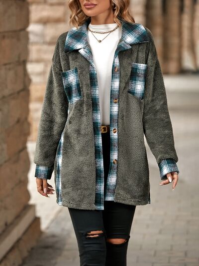 Plaid Contrast Dropped Shoulder Coat – Charming Charlie