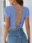 Lace-Up Openwork Square Neck Sweater – Charming Charlie