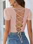 Lace-Up Openwork Square Neck Sweater – Charming Charlie
