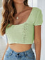 Lace-Up Openwork Square Neck Sweater – Charming Charlie