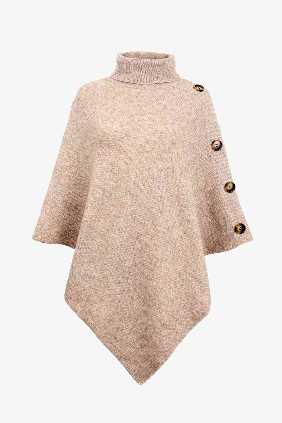 Turtleneck Buttoned Poncho – Charming Charlie