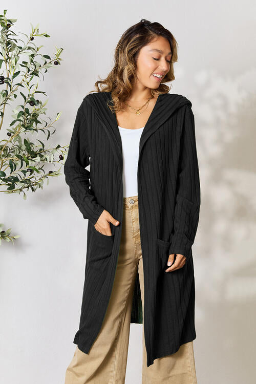 Basic Bae Full Size Ribbed Open Front Long Sleeve Cardigan – Charming ...