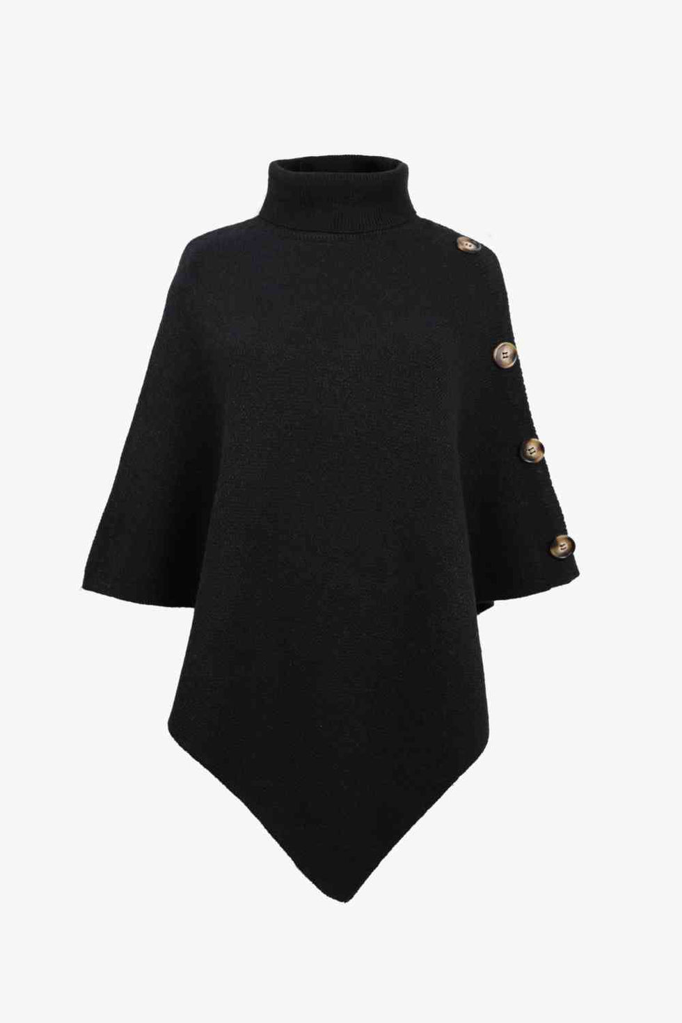 Turtleneck Buttoned Poncho – Charming Charlie