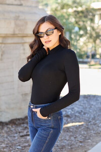 Basic Bae Full Size Mock Neck Long Sleeve Bodysuit – Charming Charlie