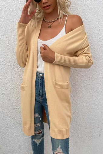 Open Front Long Sleeve Cardigan with Pockets – Charming Charlie