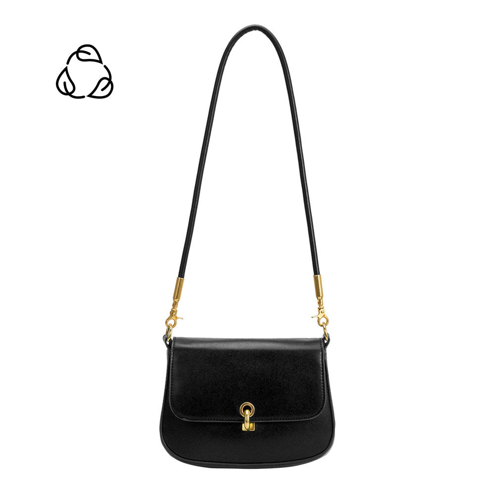 Black Patricia Small Vegan Leather Crossbody Bag | Melie Bianco ...