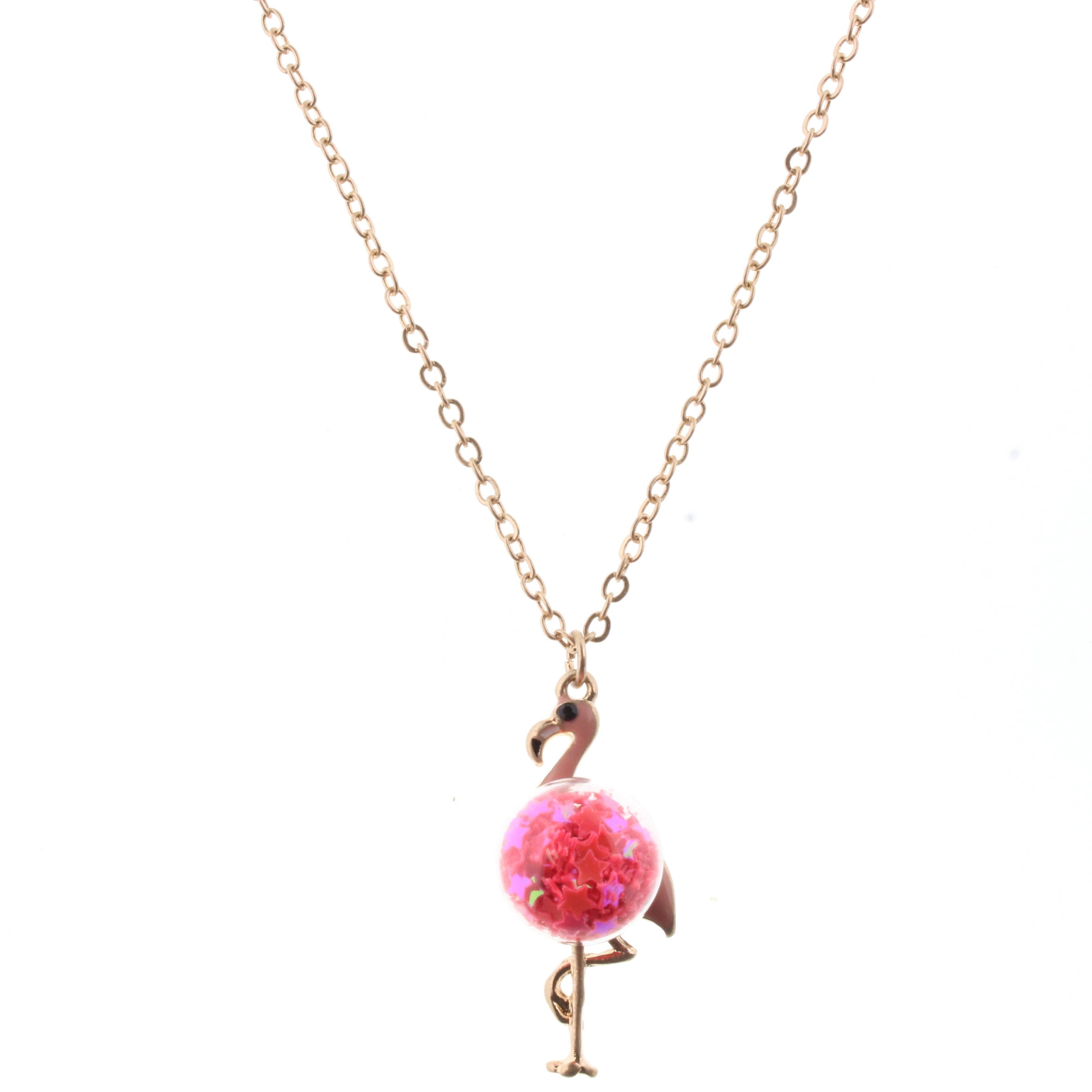 16" Kids Chain Necklace with Confetti Ball Flamingo, 3" Ext. – Charming ...