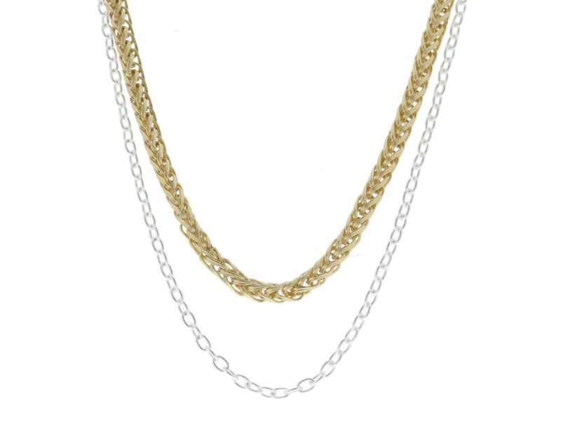 2 Strand, Gold Palma Chain, Silver Oval Link Chain Necklace – Charming ...