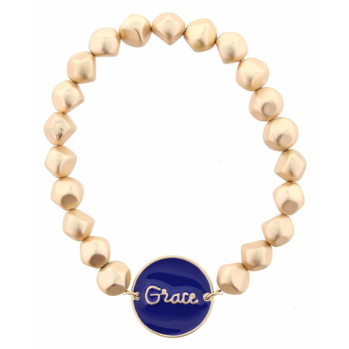 Navy Epoxy "Grace" Circle Stretch Beaded Bracelet – Charming Charlie