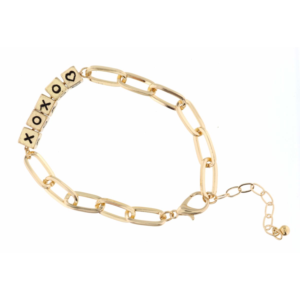 Gold "XOXO" Letterblocks Bracelet, 2" Ext. – Charming Charlie