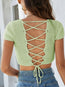 Lace-Up Openwork Square Neck Sweater – Charming Charlie