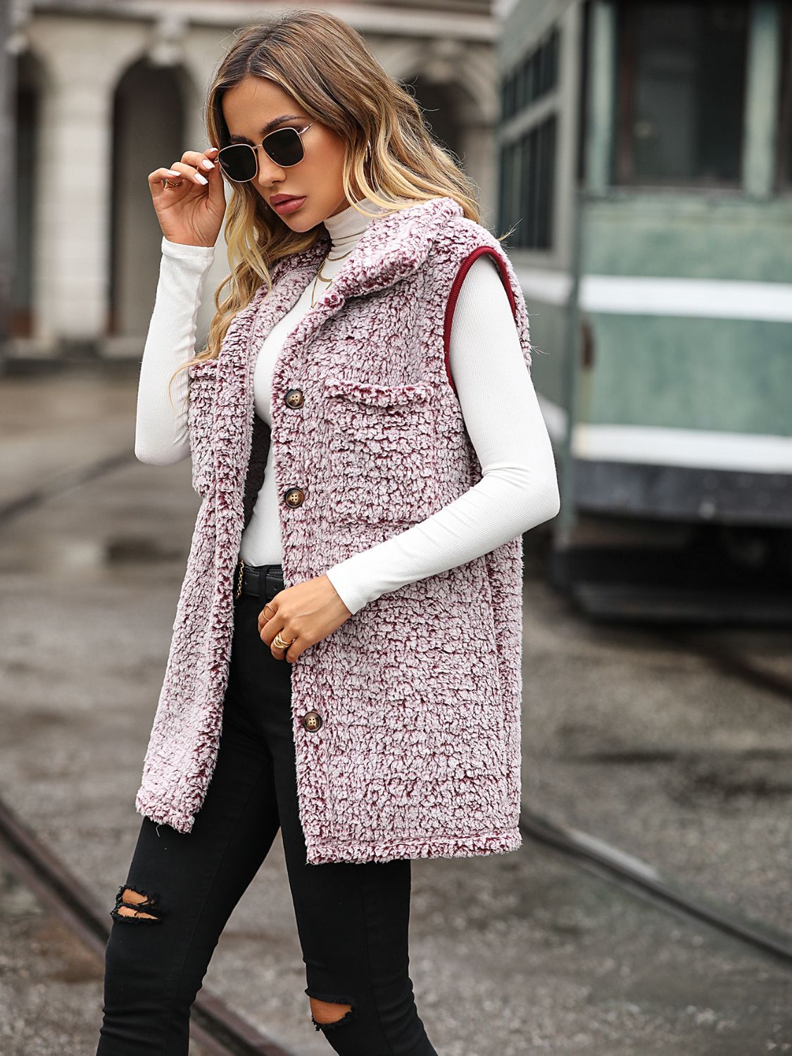 Full Size Button Down Collared Neck Vest – Charming Charlie