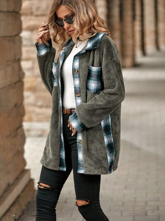 Plaid Contrast Dropped Shoulder Coat – Charming Charlie