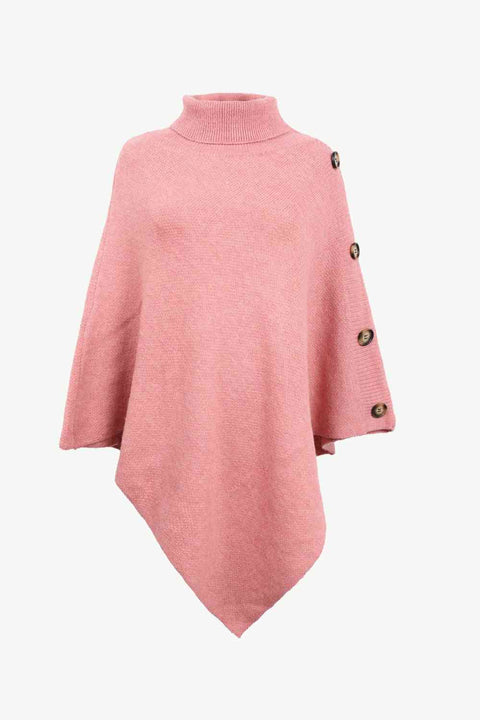Turtleneck Buttoned Poncho – Charming Charlie