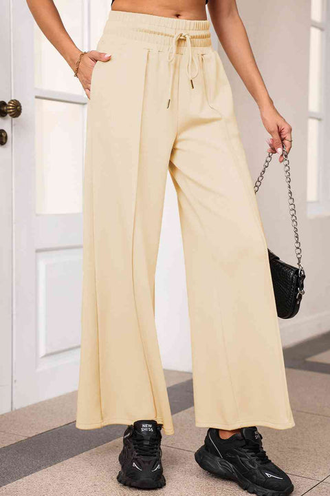 Drawstring Wide Leg Pants with Pockets – Charming Charlie