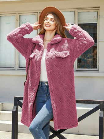 Texture Button Up Dropped Shoulder Coat – Charming Charlie