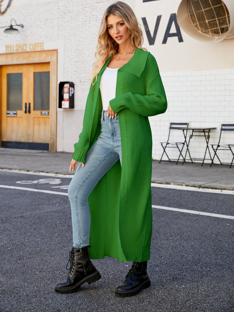 Full Size Collared Open Front Duster Cardigan – Charming Charlie