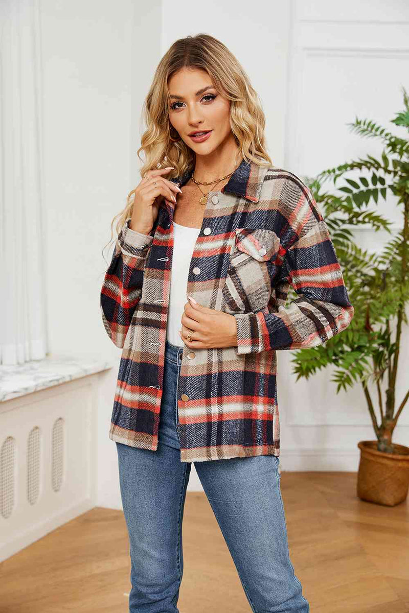 Collared Plaid Shacket – Charming Charlie