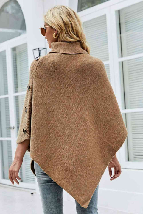 Turtleneck Buttoned Poncho – Charming Charlie