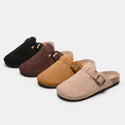 Suede Closed Toe Buckle Slide – Charming Charlie