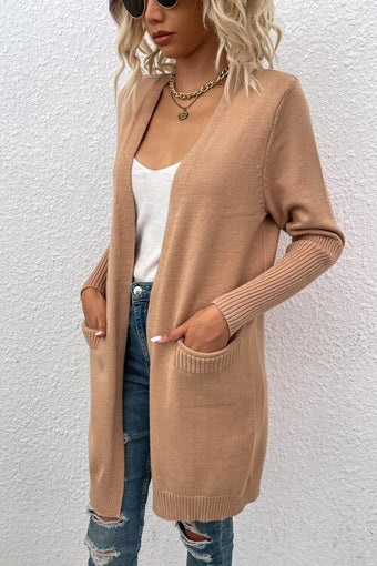 Open Front Long Sleeve Cardigan with Pockets – Charming Charlie